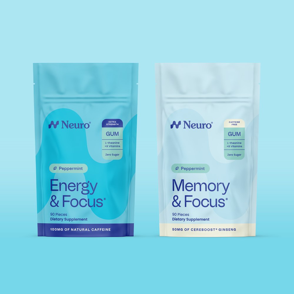 Neuro Mind & Momentum Gum Extra | Caffeine + Caffeine free